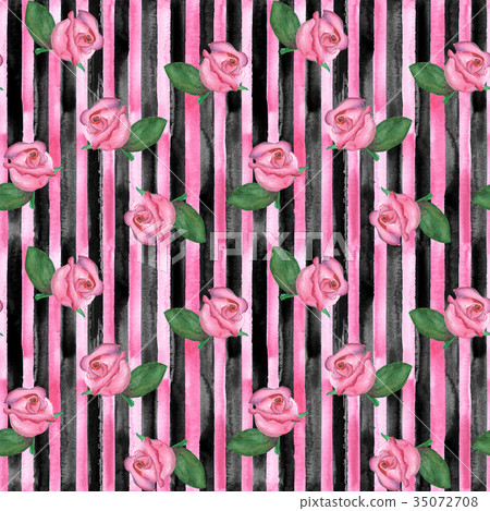 Pink rose buds seamless pattern - Stock Illustration [35072708] - PIXTA