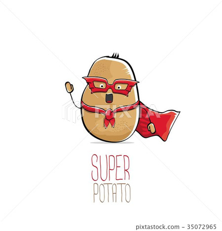 vector funny cartoon cute brown super hero potato - Stock Illustration ...