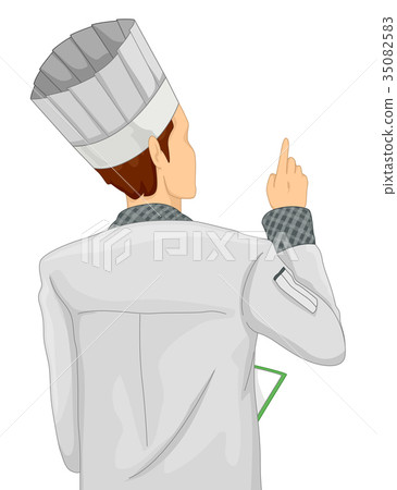 Man Chef Back Point Illustration - Stock Illustration [35082583] - PIXTA