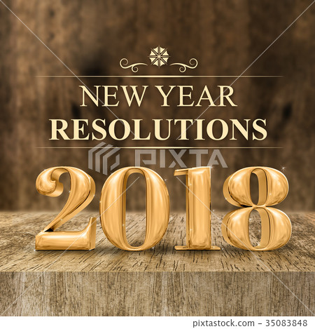 Gold shiny 2018 new year resolutions at wooden - Stock Illustration ...