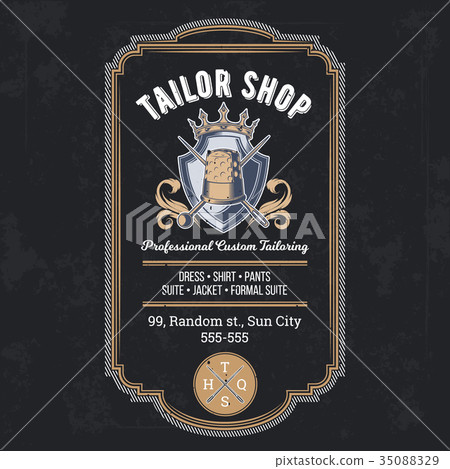 Tailor shop vintage emblem or signage vector - Stock Illustration ...