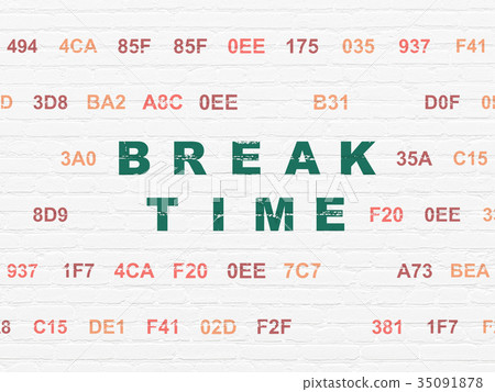 Time concept: Break Time on wall background - Stock Illustration ...