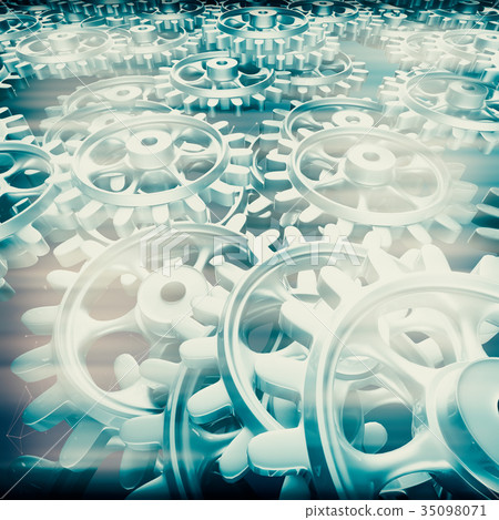 White gears and cogs macro - Stock Illustration [35098071] - PIXTA