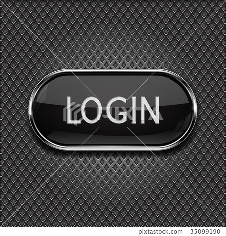Login black glass button with metal frame on - Stock Illustration ...