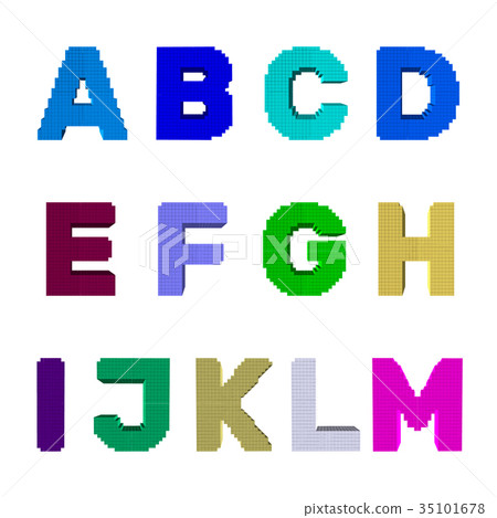 3d pixelated capital letter set.Vector - Stock Illustration [35101678 ...