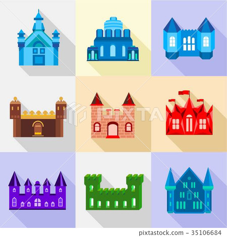 Citadel icons set, flat style - Stock Illustration [35106684] - PIXTA