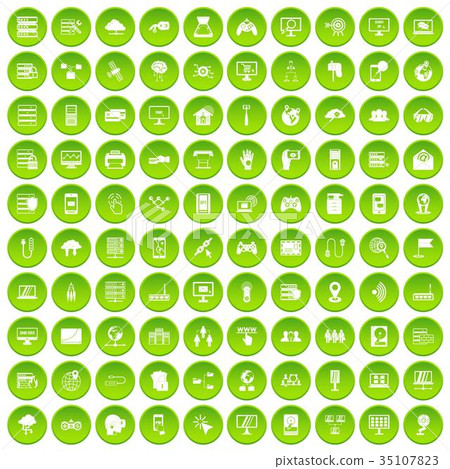 100 network icons set green - Stock Illustration [35107823] - PIXTA