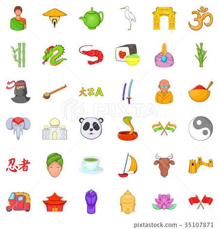 China icons set, cartoon style - Stock Illustration [35107871] - PIXTA