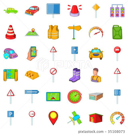 Vehicle icons set, cartoon style - Stock Illustration [35108073] - PIXTA