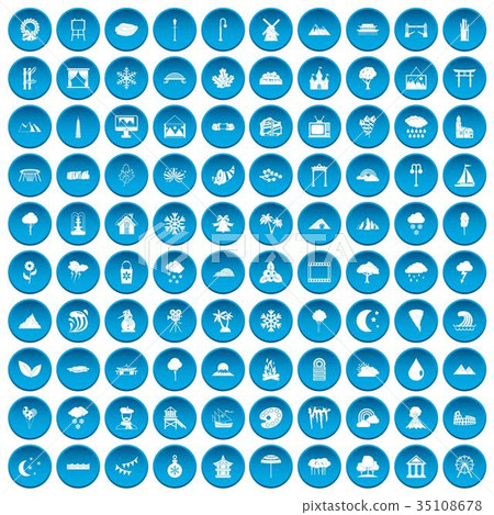 100 scenery icons set blue - Stock Illustration [35108678] - PIXTA