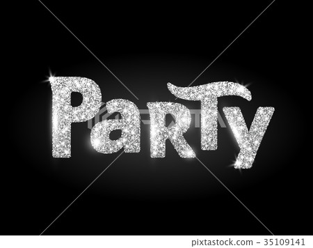 Party word, glitter banner with typography - Stock Illustration ...