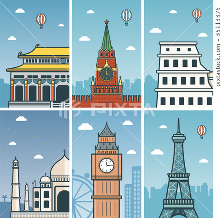 World Landmarks design with Cities skylines - Stock Illustration ...