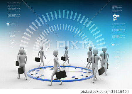 Business man walk around the clock - Stock Illustration [35116404] - PIXTA
