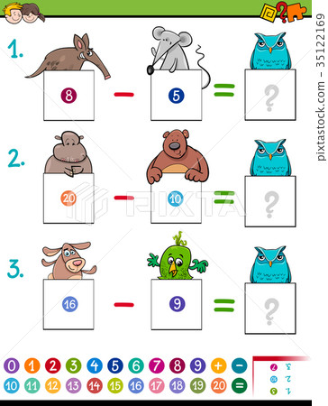 maths addition educational game with animals - Stock Illustration ...