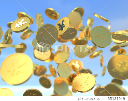 Fountain of gold coins - Stock Illustration [35125949] - PIXTA