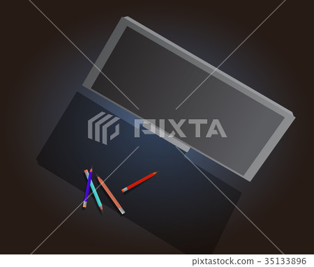 TV and pencils. View from above. - Stock Illustration [35133896] - PIXTA