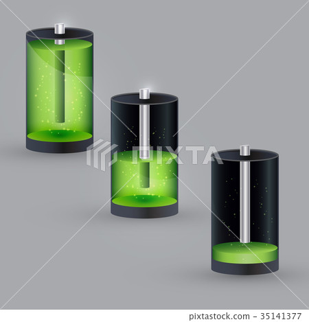 Realistic 3d battery icons set - Stock Illustration [35141377] - PIXTA