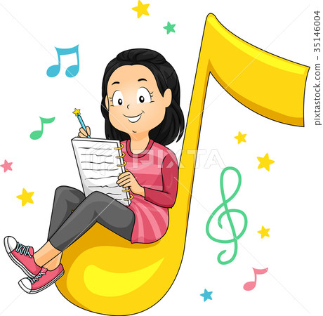 Kid Girl Song Writing Illustration - Stock Illustration [35146004] - PIXTA