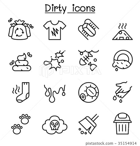 Dirty icon set in thin line style - Stock Illustration [35154914] - PIXTA