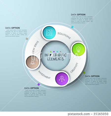 Circular chart with 4 rounded overlaying elements - Stock Illustration ...