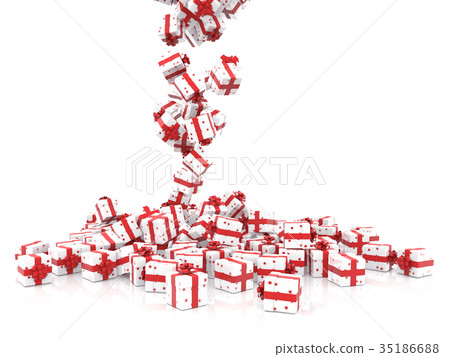 Falling Christmas gift boxes on white background - Stock Illustration ...
