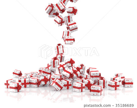 Falling Christmas gift boxes on white background - Stock Illustration ...