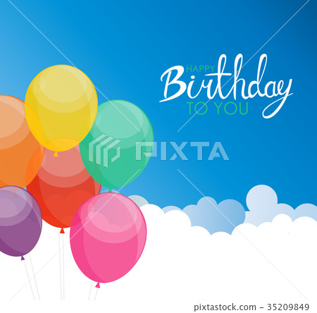 Abstract Happy Birthday Balloon Background Card - Stock Illustration ...