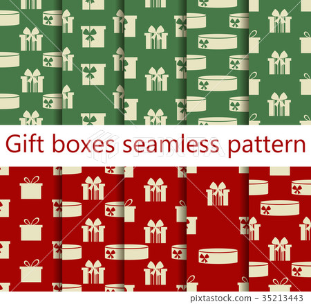 Gift boxes set of seamless patterns. Vector - Stock Illustration ...
