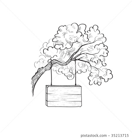 Signboard tree branch Wooden sign Plank signpost - Stock Illustration ...