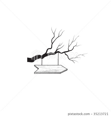 Arrow plank signpost tree branch. wooden road sign - Stock Illustration ...