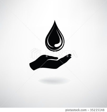 Drop icon in hand silhouette. Save water sign - Stock Illustration ...