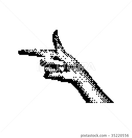 right hand pointing 8 bit -插圖素材 [35220556] - PIXTA圖庫