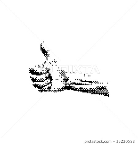 hand showing thumb up 8 bit minimalistic pixel art - Stock Illustration ...