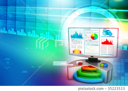 Stock chart showing the computer monitor-插圖素材 [35223513] - PIXTA圖庫