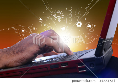 Smart hand working in the laptop - Stock Illustration [35223781] - PIXTA