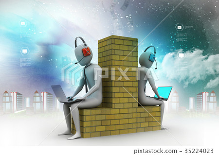 3d people working in laptop - Stock Illustration [35224023] - PIXTA