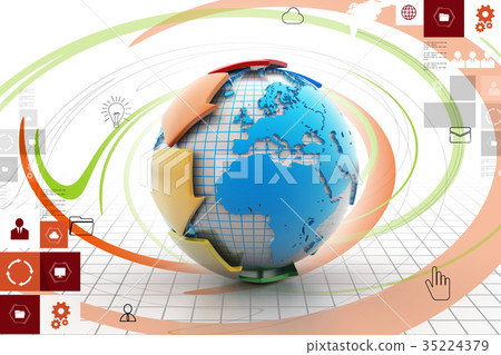 Globe around with arrow - Stock Illustration [35224379] - PIXTA