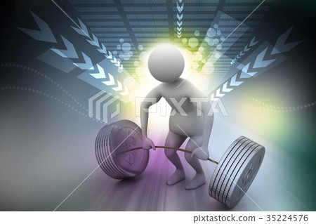 3d man lifting weights - Stock Illustration [35224576] - PIXTA