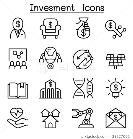 Business investment icon set in thin line style - Stock Illustration ...