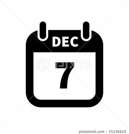 Simple black calendar icon with 7 december date - Stock Illustration ...