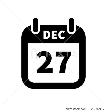 Simple black calendar icon with 27 december date - Stock Illustration ...
