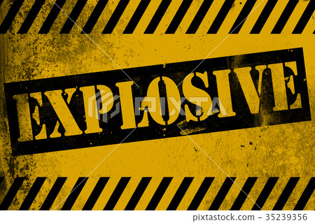 Explosive sign yellow with stripes-插圖素材 [35239356] - PIXTA圖庫
