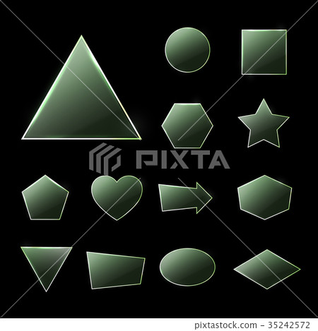 Green glass plates set. Triangle square rectangle - Stock Illustration ...