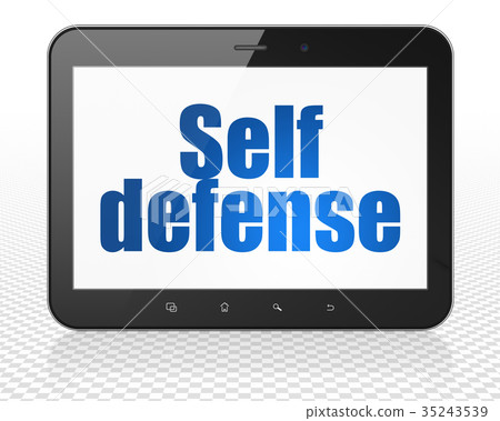 Safety concept: Tablet Pc Computer with Self - Stock Illustration ...