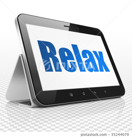 Holiday concept: Tablet Computer with Relax on - Stock Illustration ...