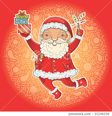 Vector illustration of bouncing Santa Claus - Stock Illustration ...