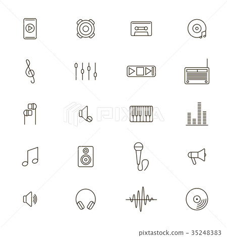 Acoustics and Sound Black Thin Line Icon Set - Stock Illustration ...