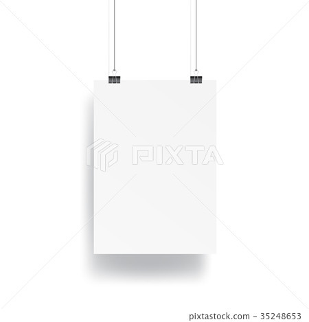 Blank Hanging poster with clip and wire vector - Stock Illustration ...