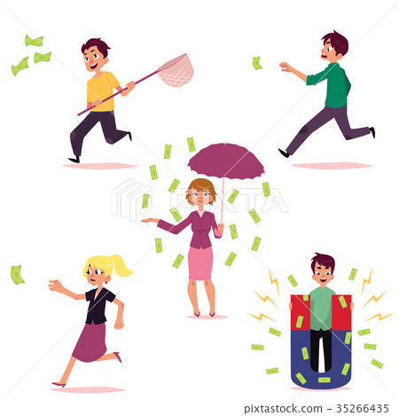 vector casual people chasing for money set - Stock Illustration ...