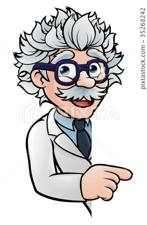 Scientist Cartoon Character Pointing Sign - Stock Illustration ...